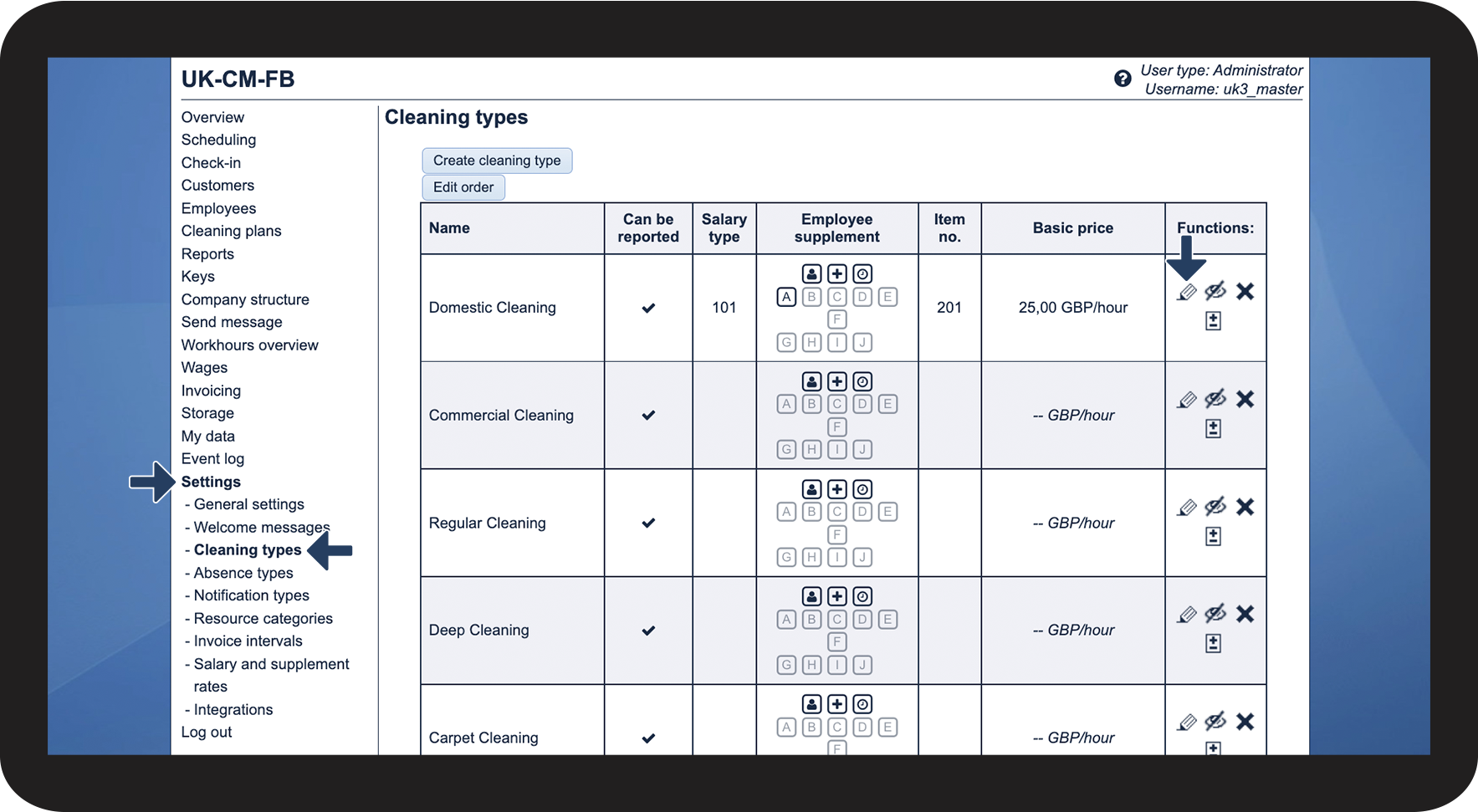 Editing cleaning types – CleanManager