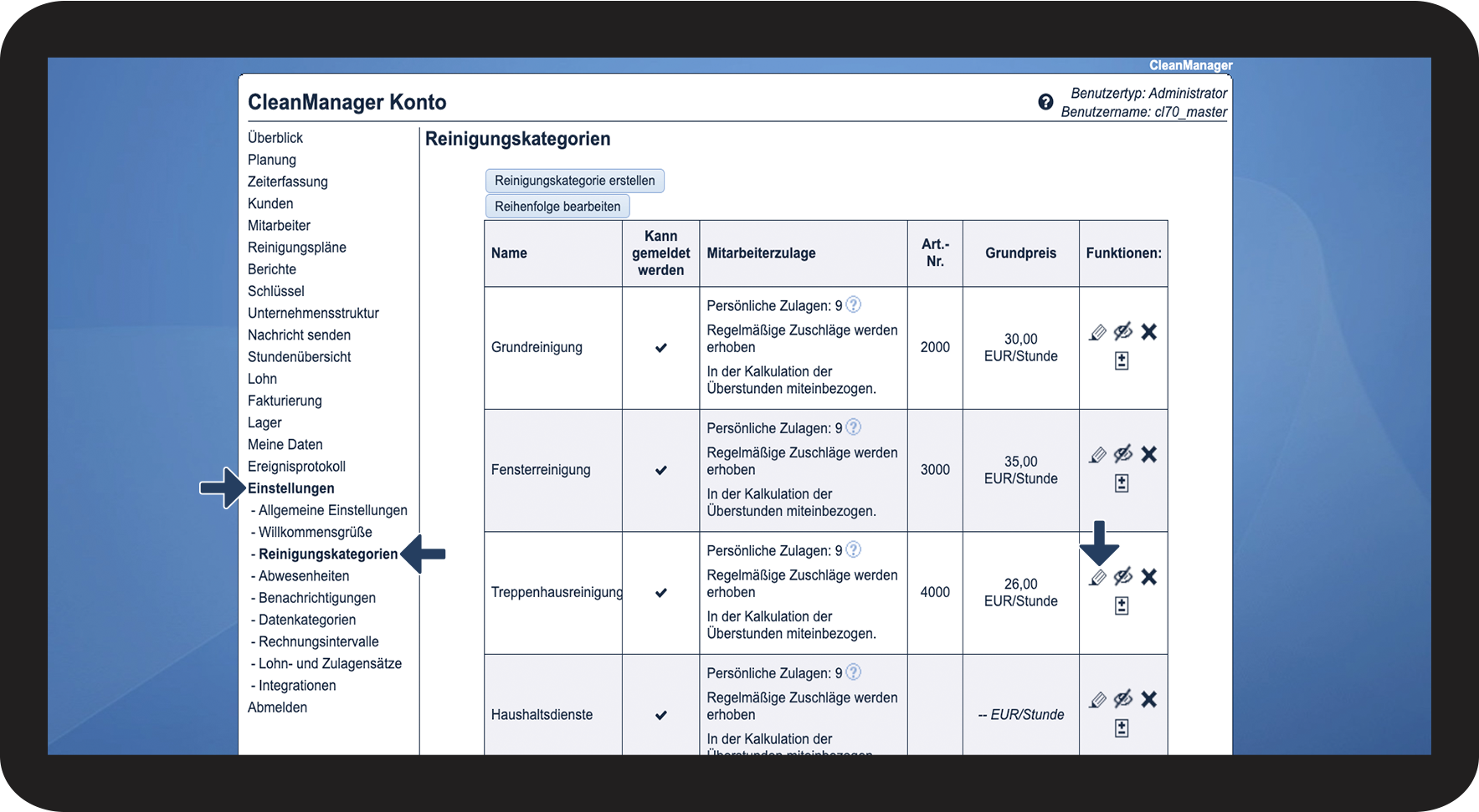 Sonderzulagen – CleanManager
